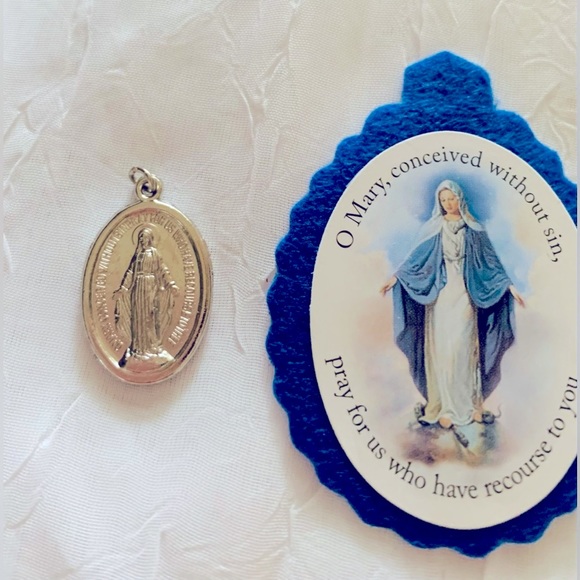 Jewelry | Vintage Catholic Mary Conceived Without Sin Blue ...